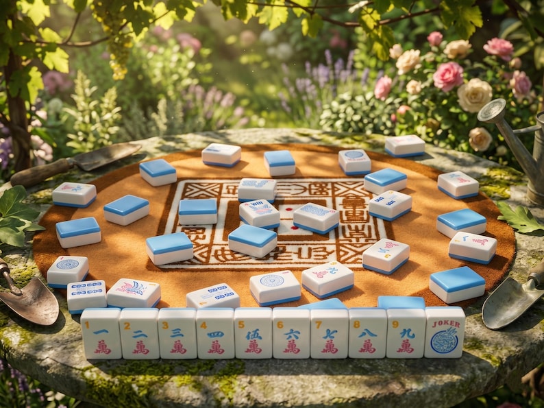 Mahjong Tile Set | Blue and White Line Mahjong Melamine Tiles | Set of ...
