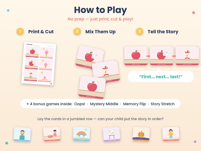 3-step Sequencing Cards, Speech Therapy, Preschool, Kindergarten (PDF ...