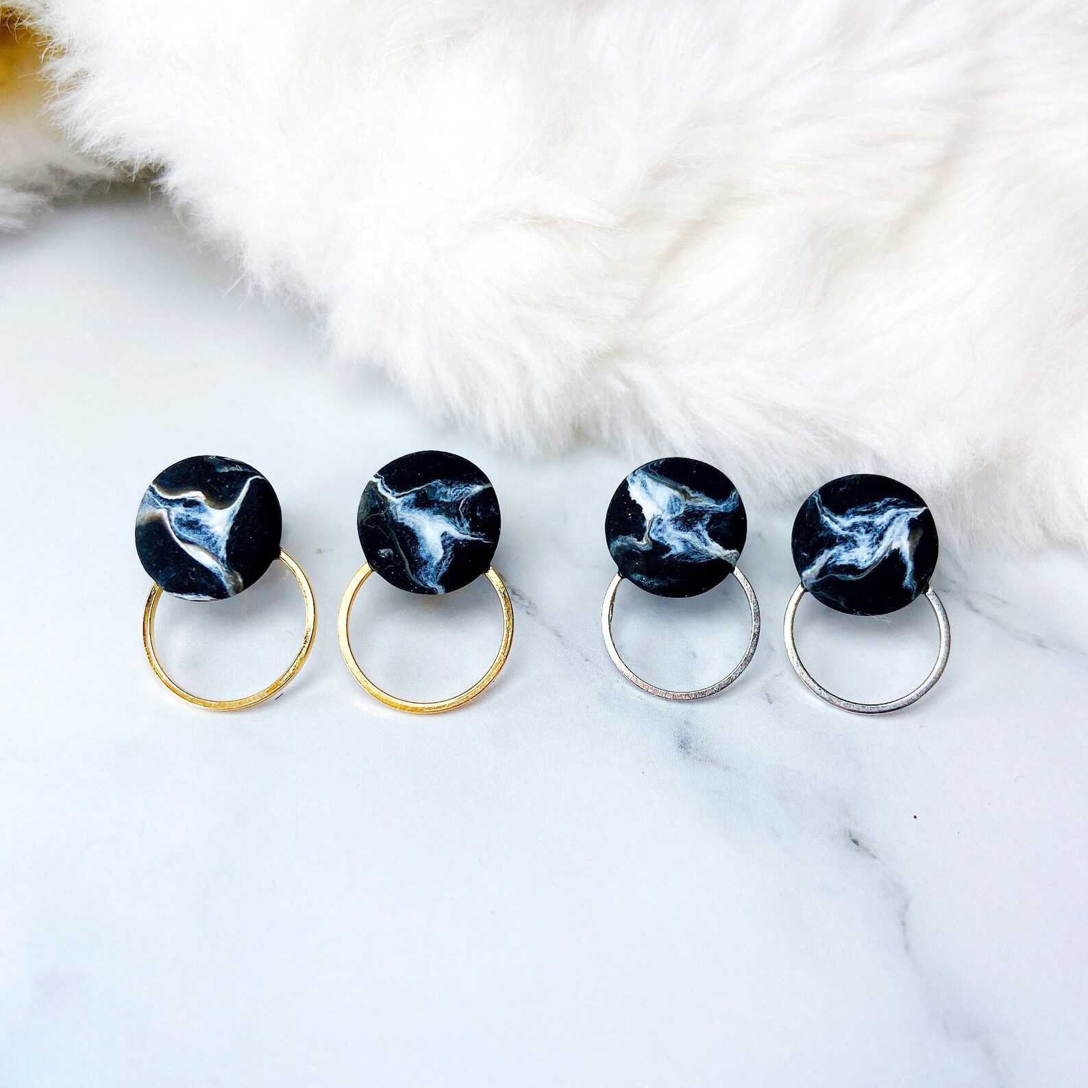 Handmade Marble Round Earrings Minimalist Geometric Earrings | Etsy