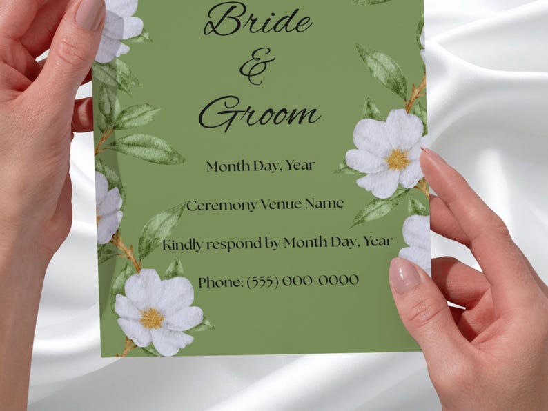 Sage Green Wedding Invitation Template | Botanical Floral Canva Invite ...