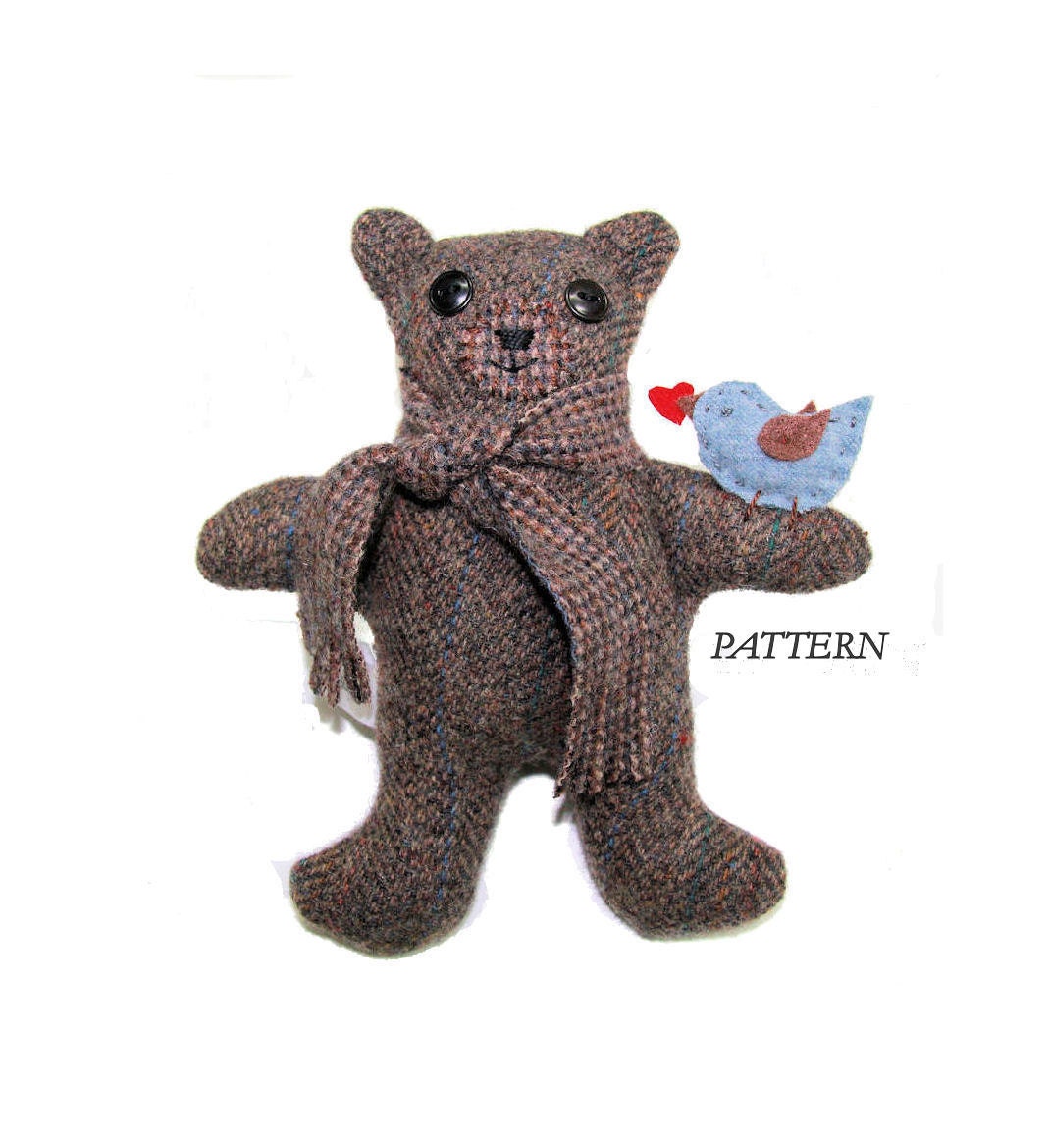 PATTERN PDF for My Message Bear, From Wool or Fleece, New or Upcycled ...