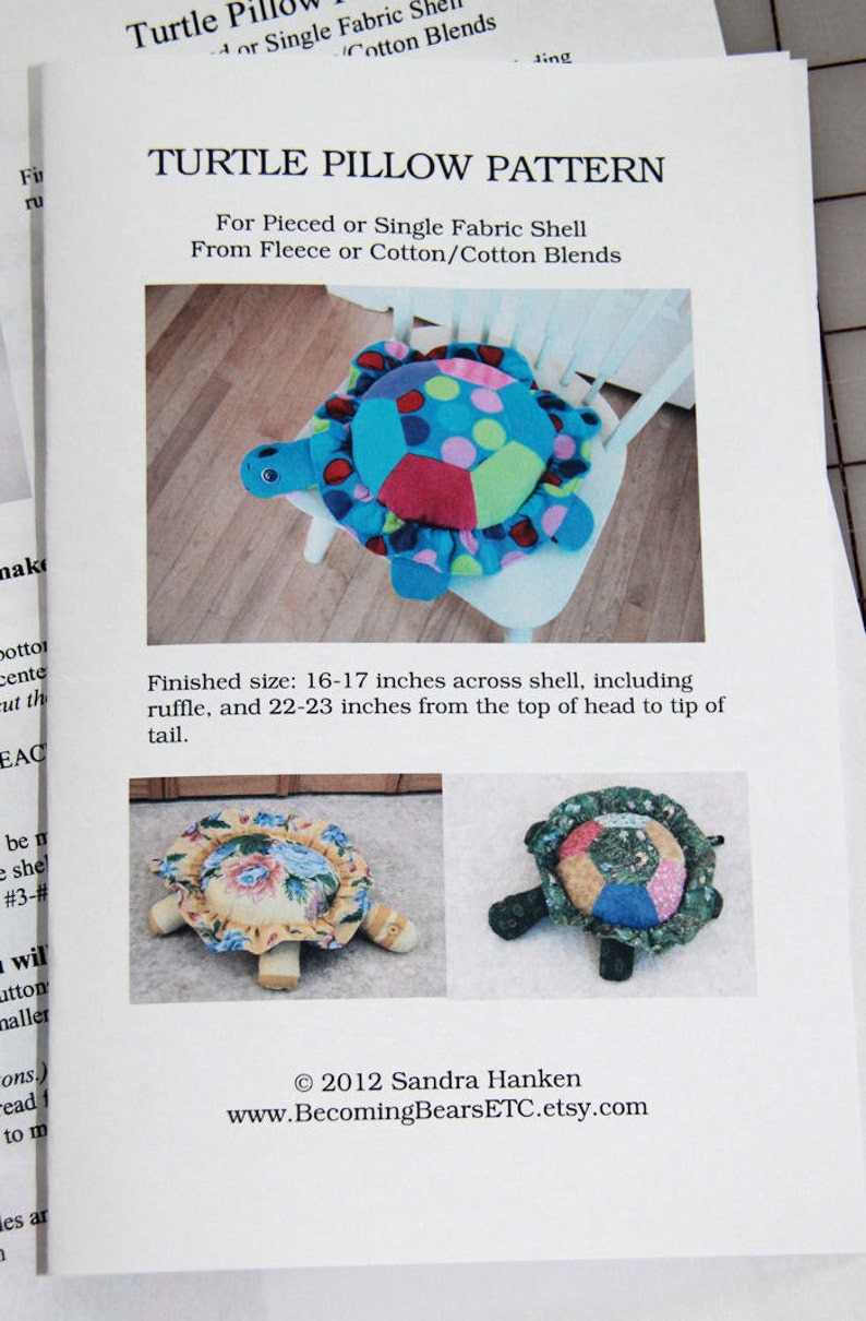 PATTERN PDF for Pieced Top Turtle Pillow, Woven or Fleece Fabrics - Etsy