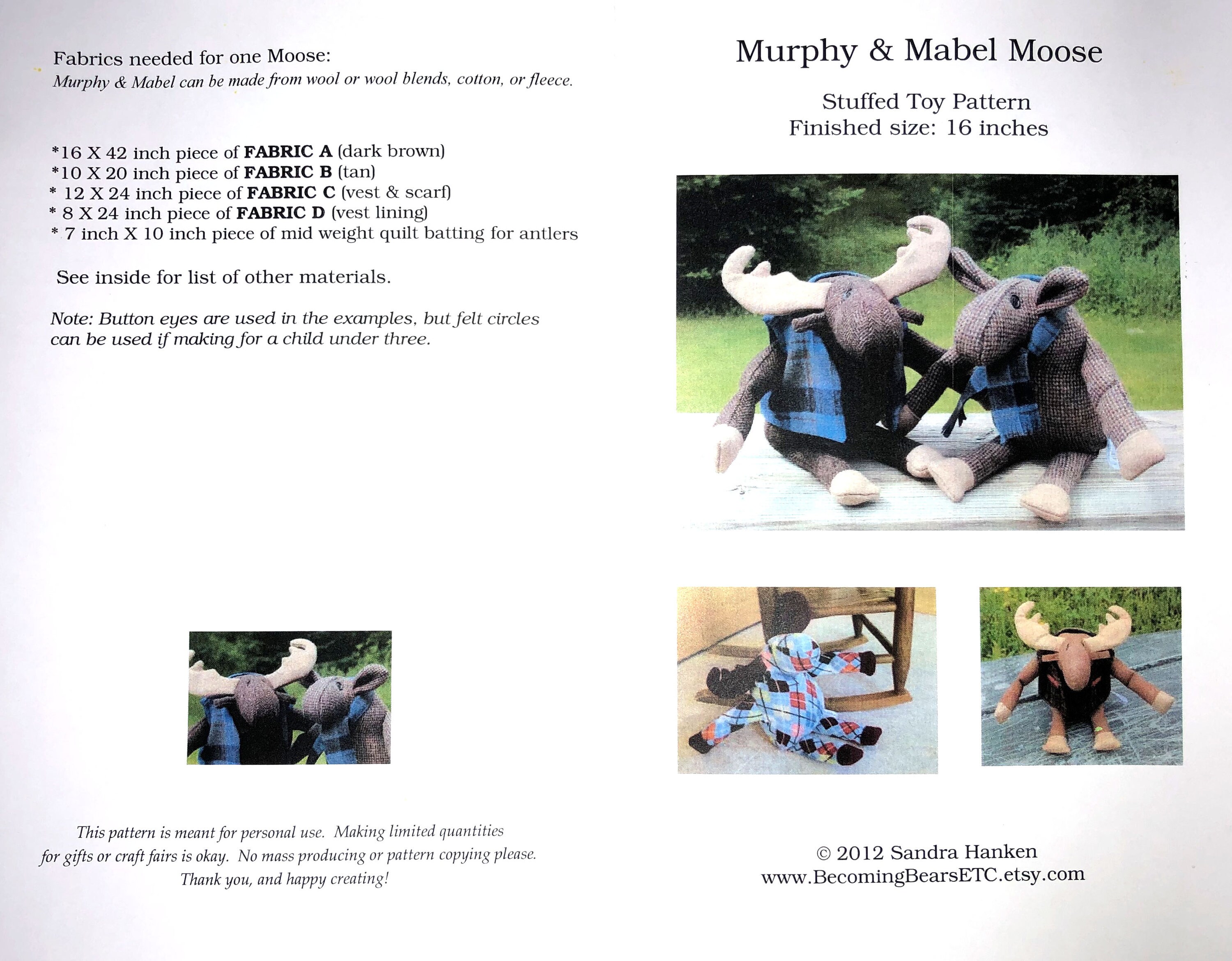 Moose & Clothing Sewing Pattern Combo Special PDF Instant Download ...