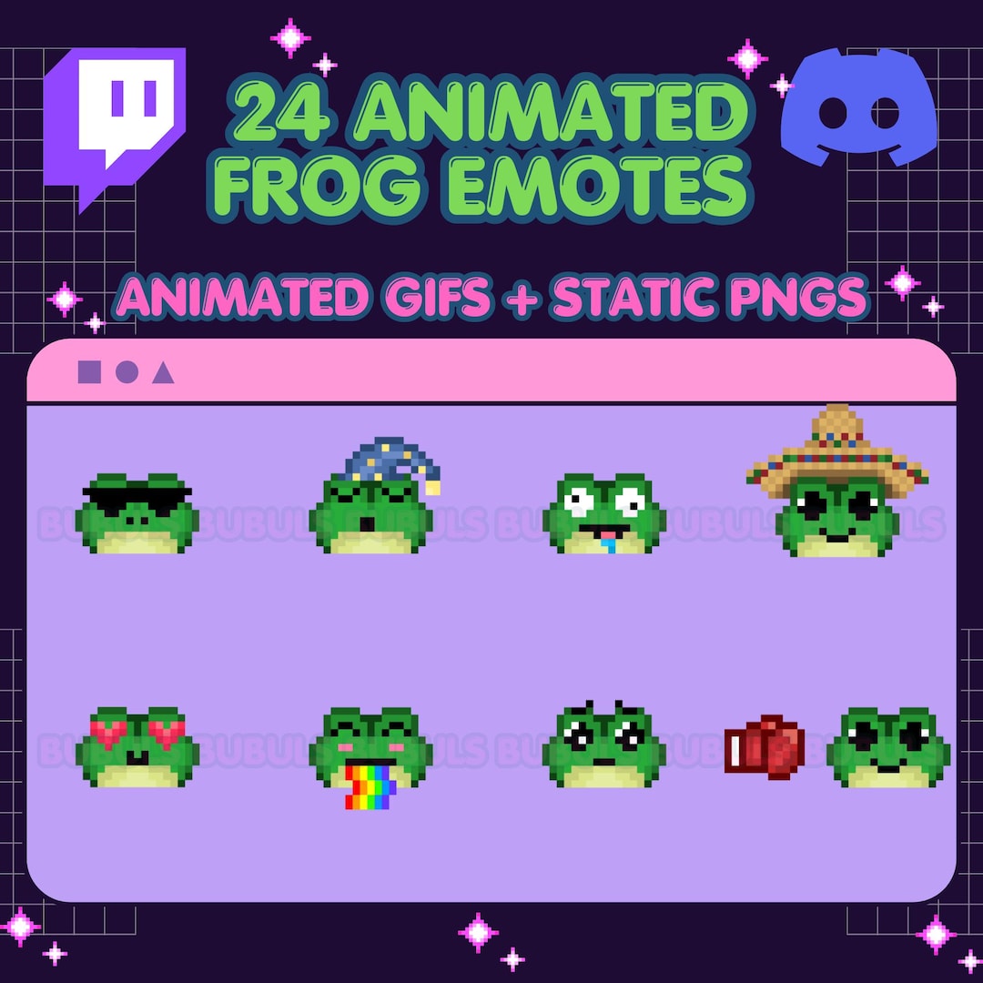 24 Animated Frog Emotes | Cute Pixel Frog Emojis for Twitch & Discord ...