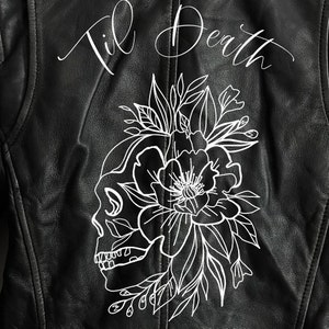 Floral Skull Til Death Jacket DIY Kit, Bridal Jacket Painting, Denim or ...