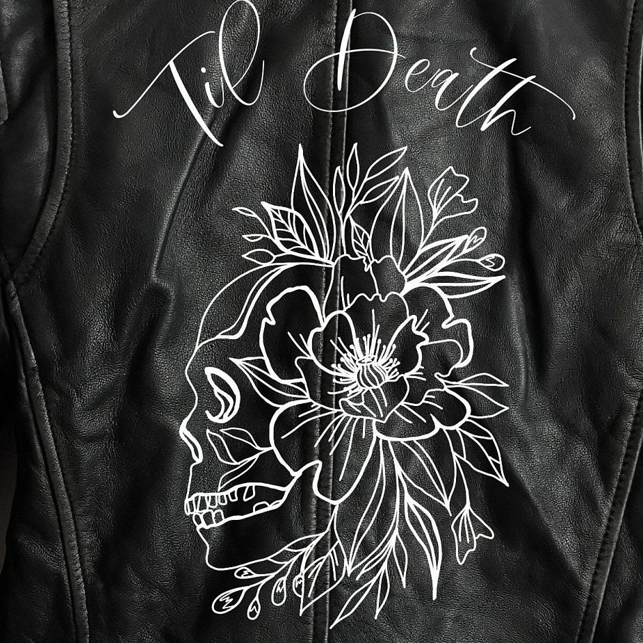 Floral Skull Til Death Jacket DIY Kit, Bridal Jacket Painting, Denim or ...