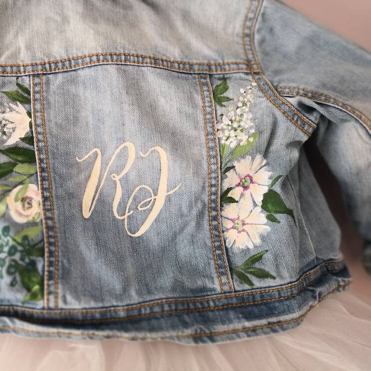 Hand Painted Personalised Girls Denim Jacket, Bespoke Designs Women's ...