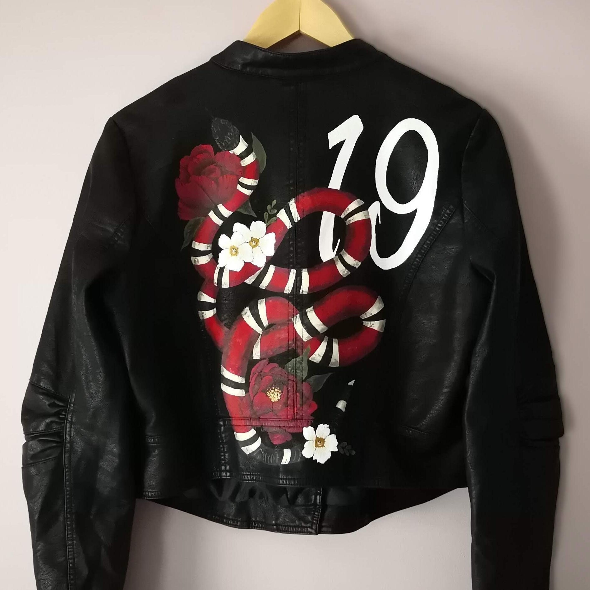 Custom Jacket Painting Floral Snake Jacket Personalised - Etsy UK