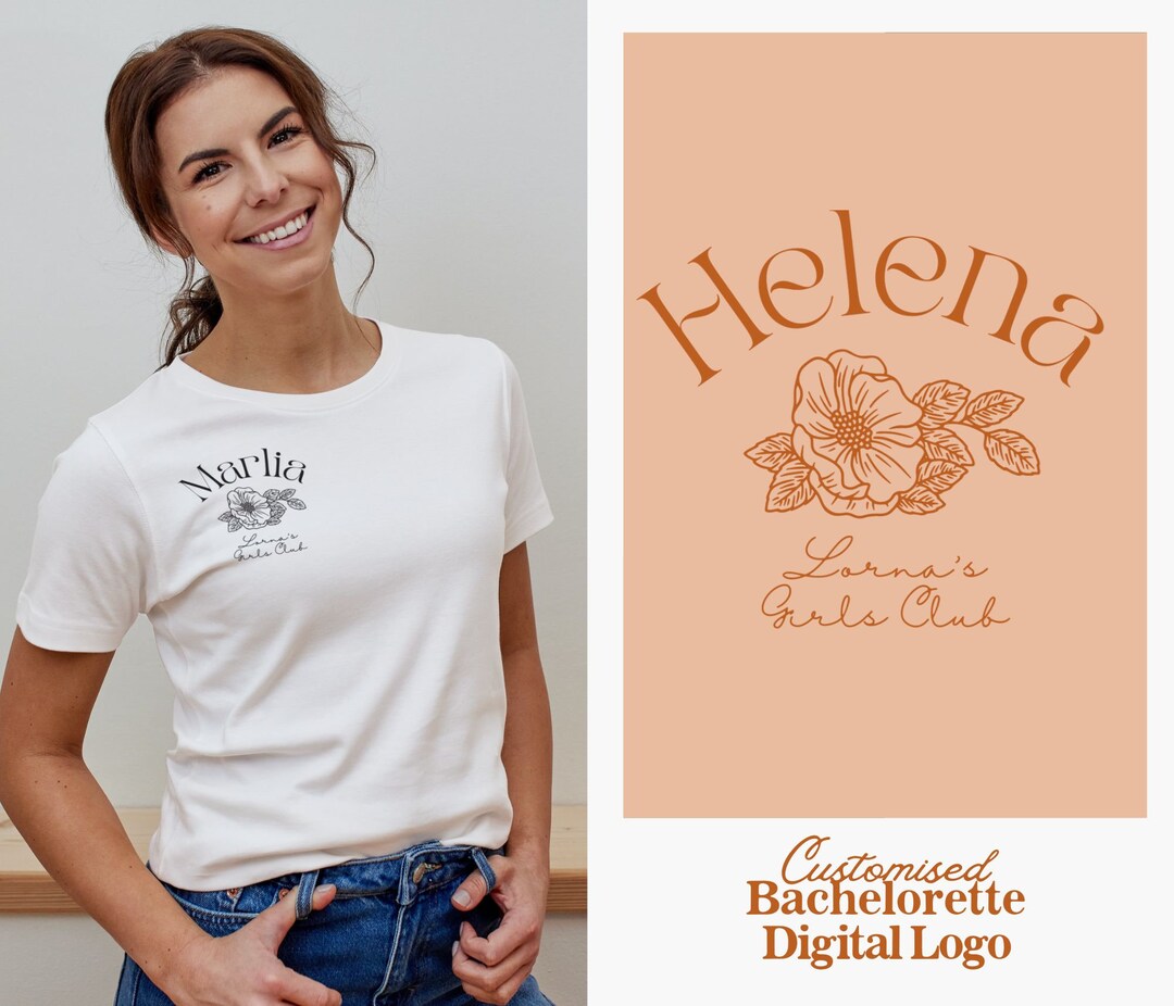 Bachelorette Logo Custom Name, Digital Bridesmaid Logo, Floral ...