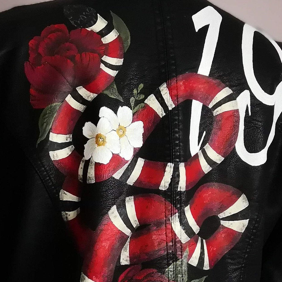 Custom Jacket Painting Floral Snake Jacket Personalised | Etsy