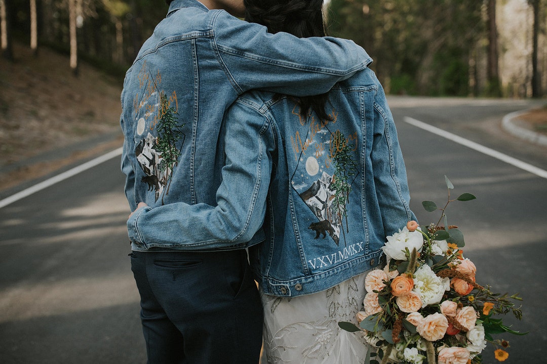Custom Painted Bride and Groom Wedding Jackets. Wedding Gift. Bespoke ...