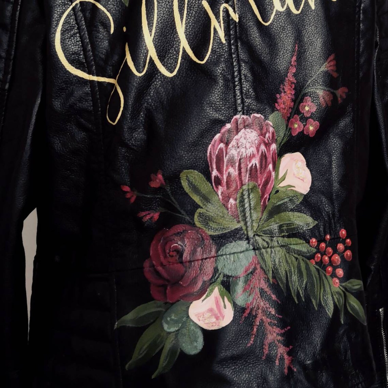 Personalised Leather Jacket Painting Bridal Painted Leather - Etsy
