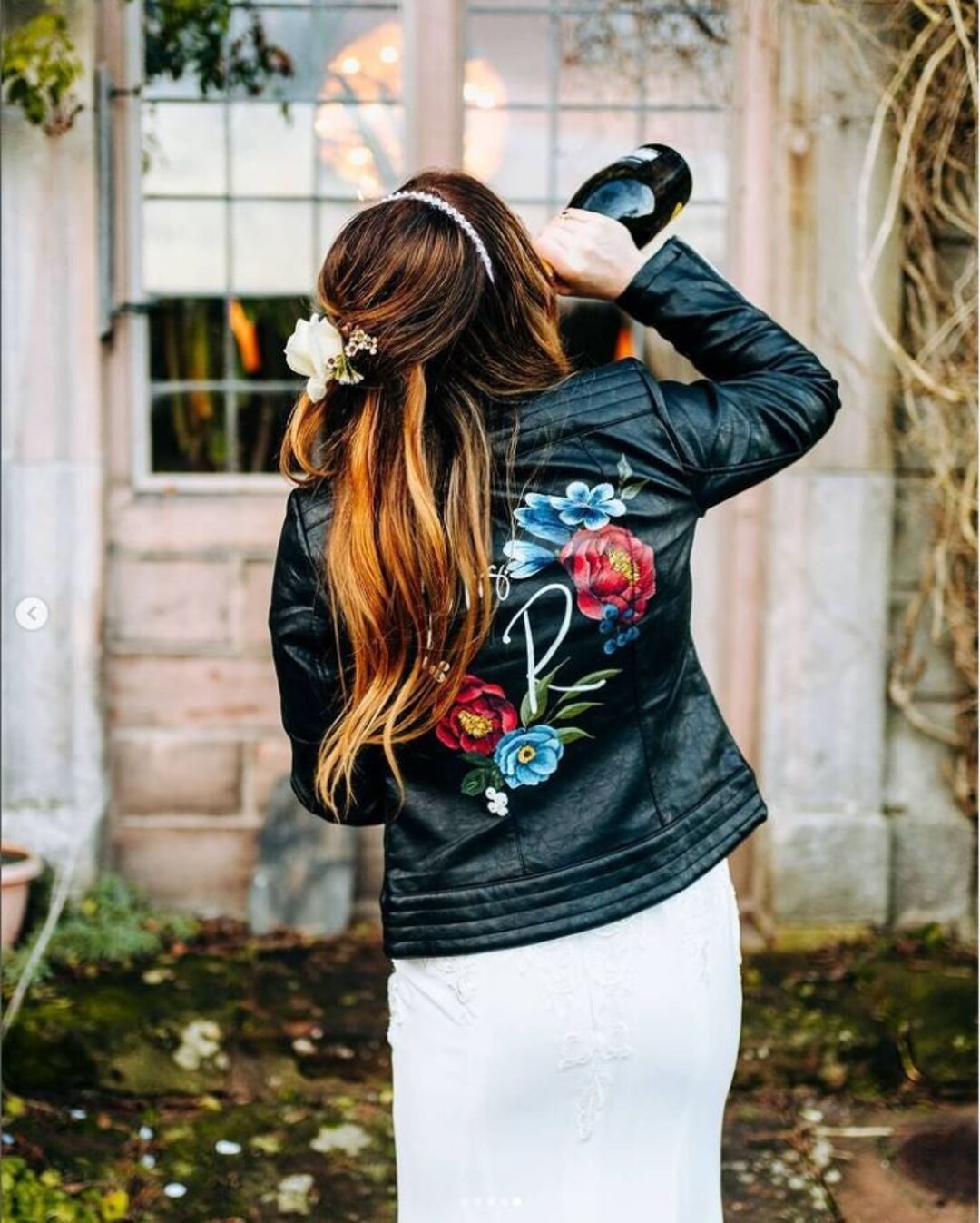 Personalised Jacket Painting, Custom Painted Leather Bridal Jacket ...