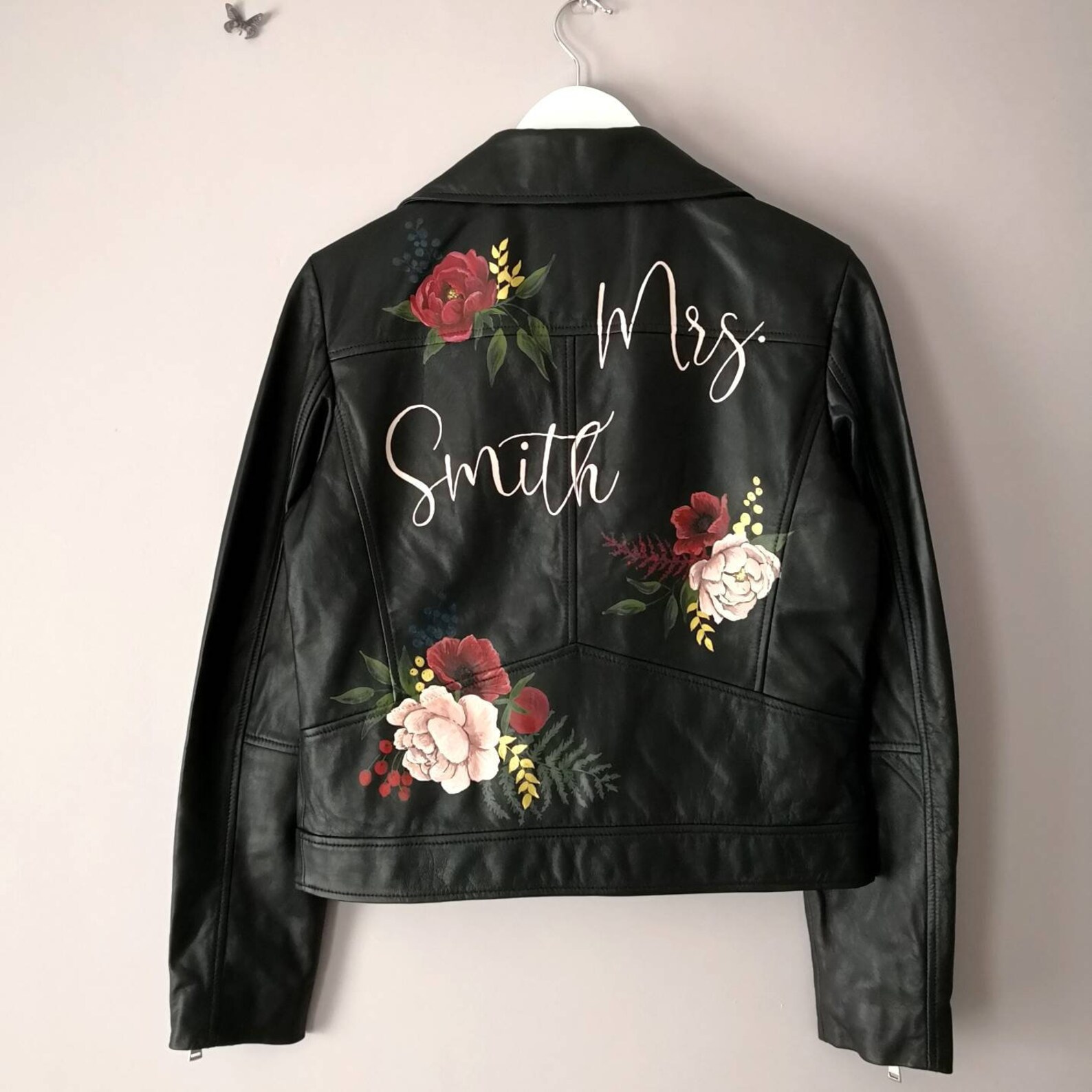 Personalised Leather Jacket Painting Bridal Painted Leather | Etsy
