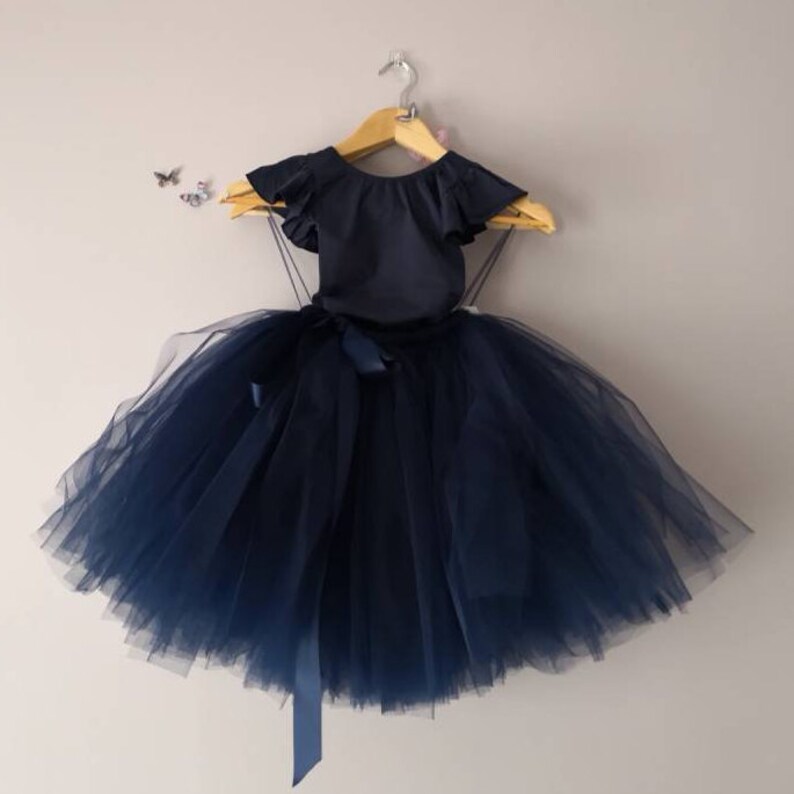 Navy Blue Flutter Frill Short Sleeve Girls Ballet Leotard - Etsy
