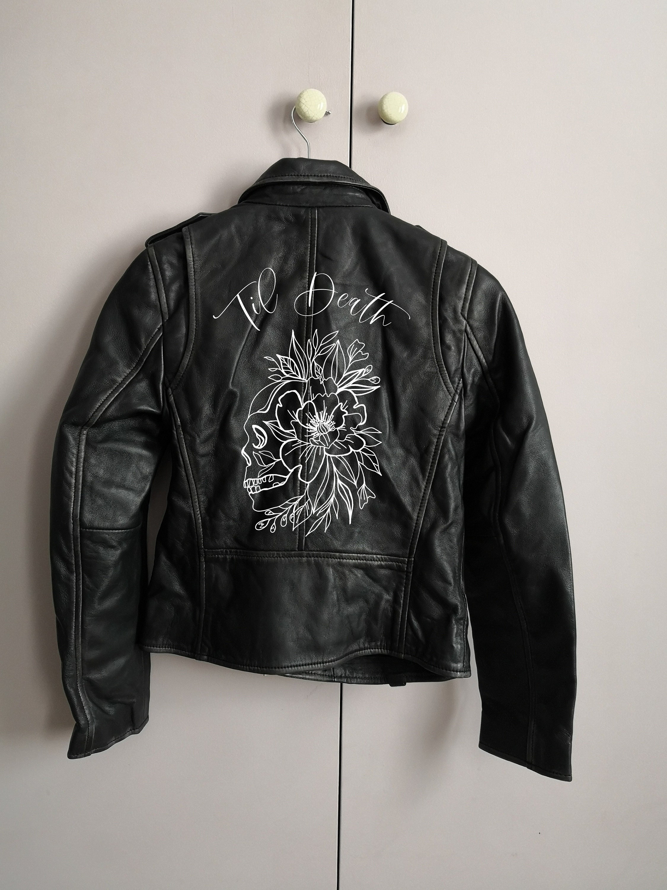 Floral Skull Til Death Jacket DIY Kit Bridal Jacket Painting | Etsy