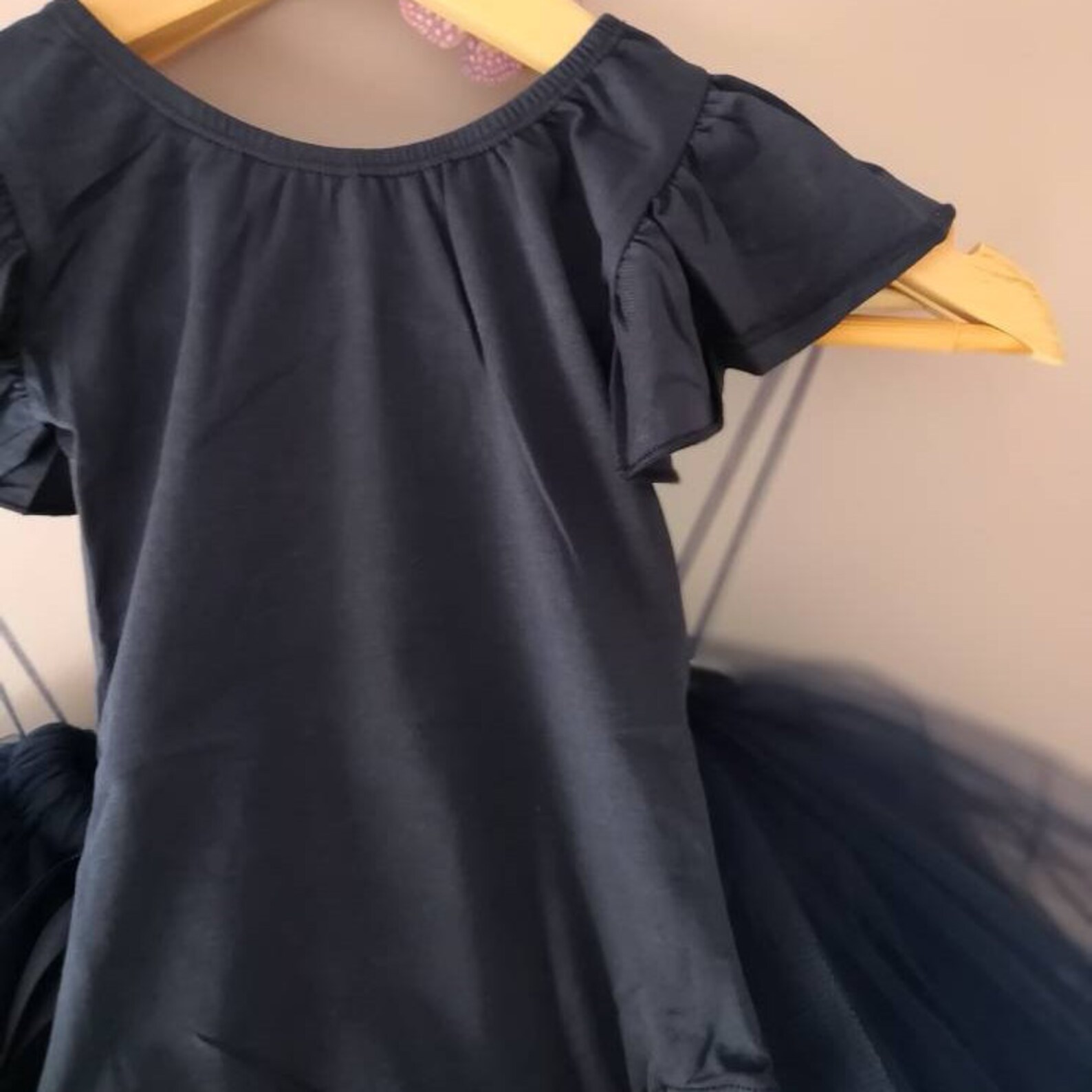 Navy Blue Flutter Frill Short Sleeve Girls Ballet Leotard | Etsy