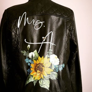 Custom Jacket Painting, Sunflower Floral Jacket, Personalised Leather ...