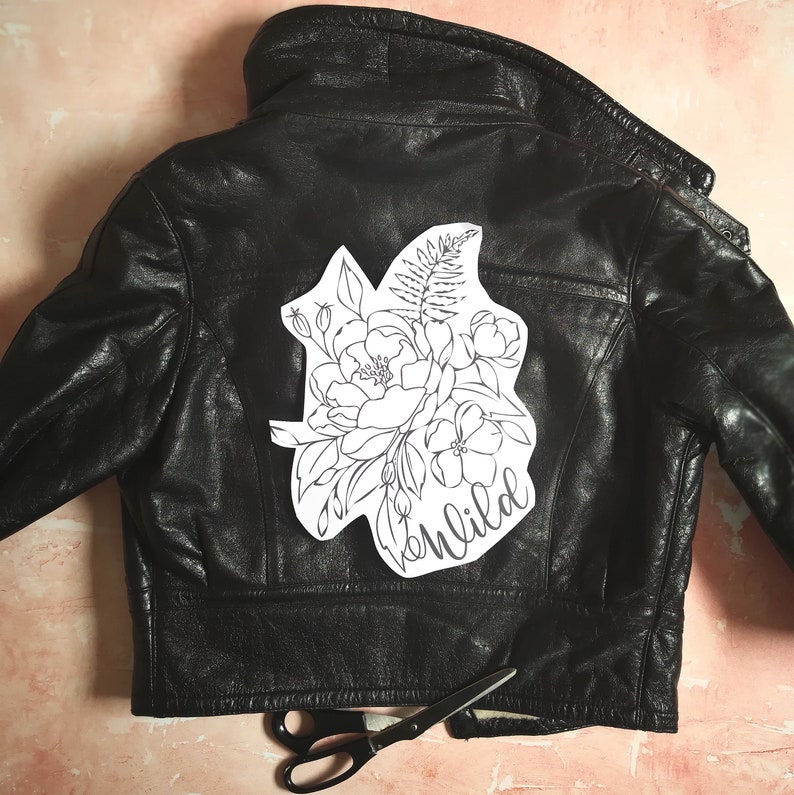 Floral Skull Til Death Jacket DIY Kit, Bridal Jacket Painting, Denim or ...