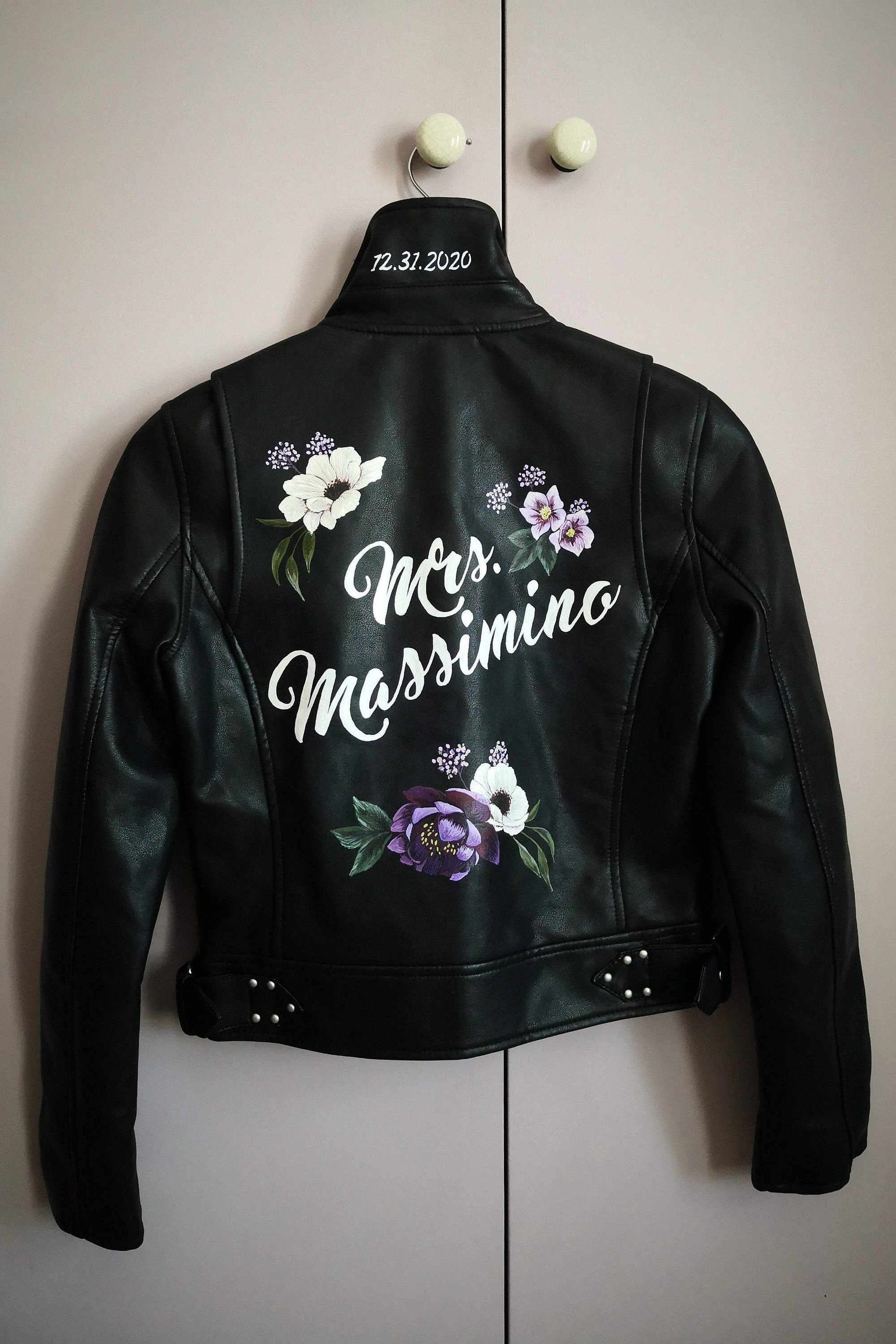 Hand Painted Custom Lilac Floral Design Wedding Jacket, Hand Painted ...