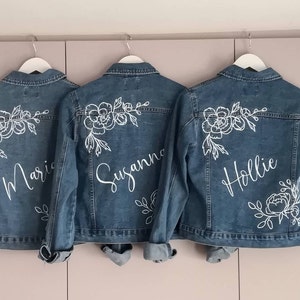 DIY Kit Your Custom Name Calligraphy Jackets, Painted Floral Denim ...