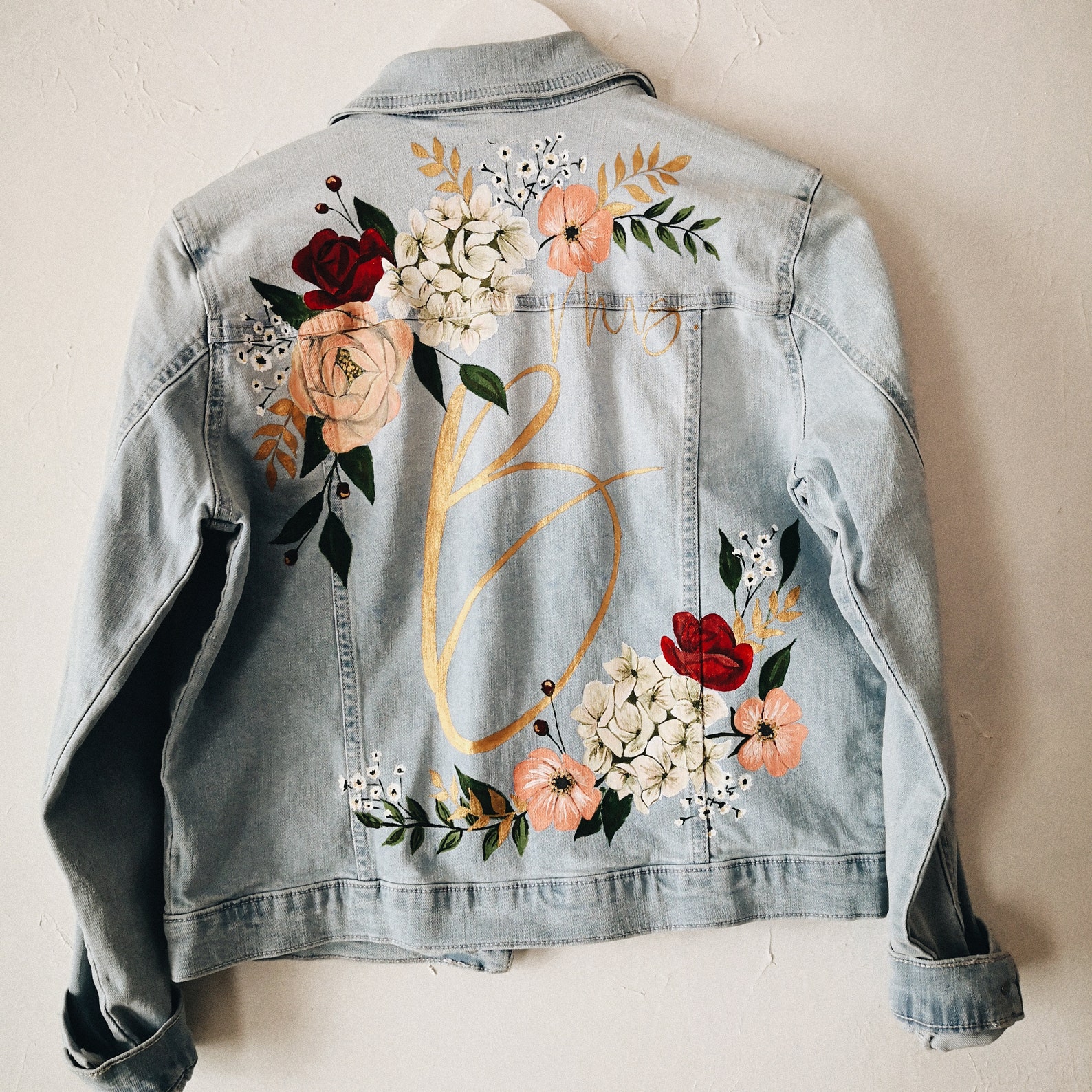 Hand Painted Custom Design Wedding Jacket, Painted Denim Bridal Jacket ...