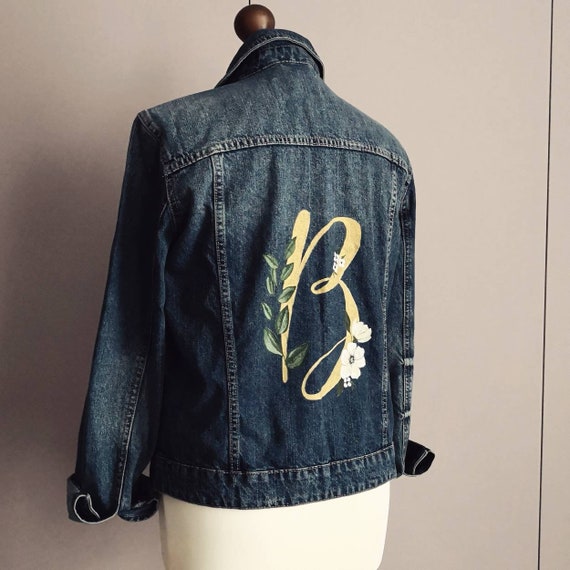 Custom Bridal Jacket Painting Hand Painted Floral Monogram | Etsy