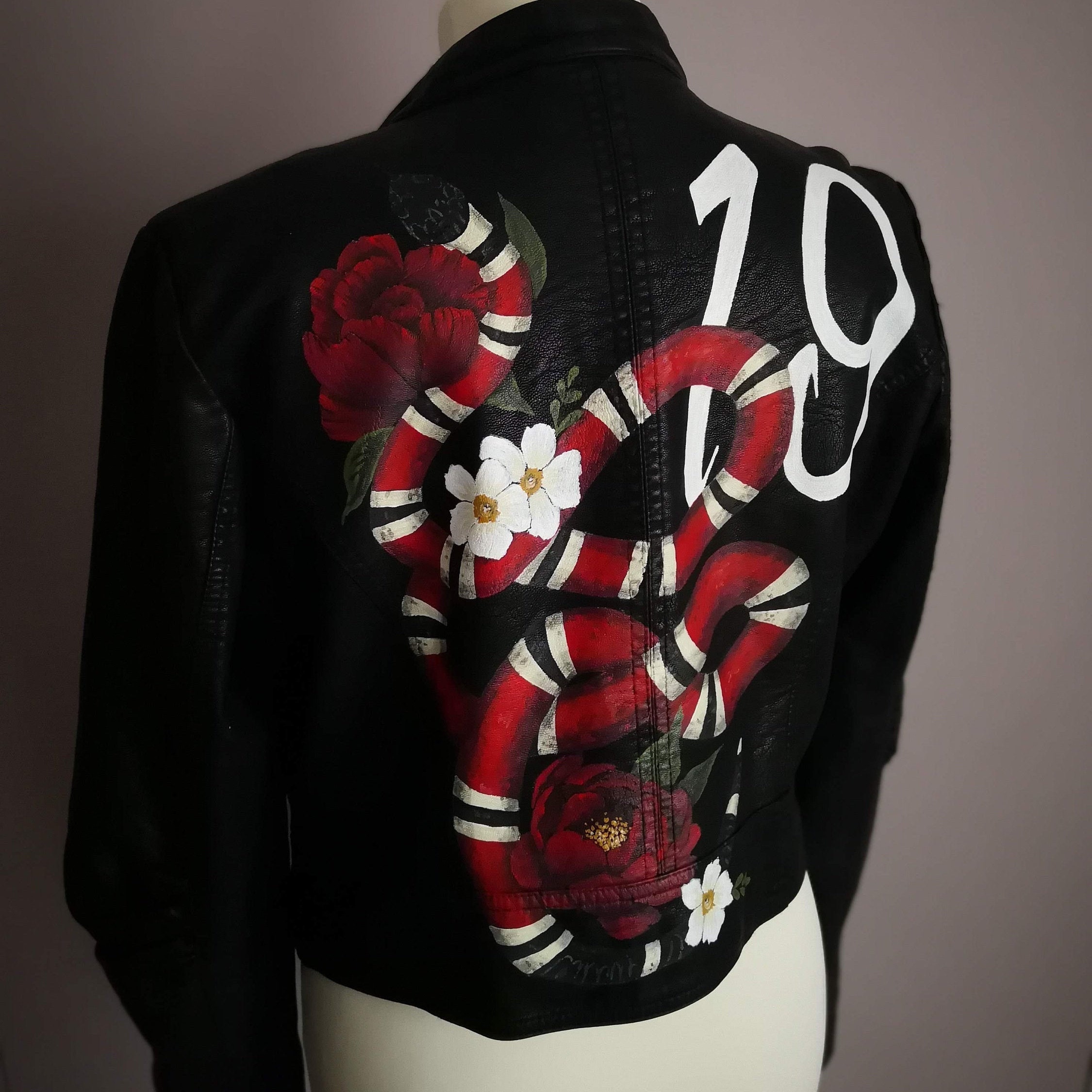 Custom Jacket Painting Floral Snake Jacket Personalised | Etsy