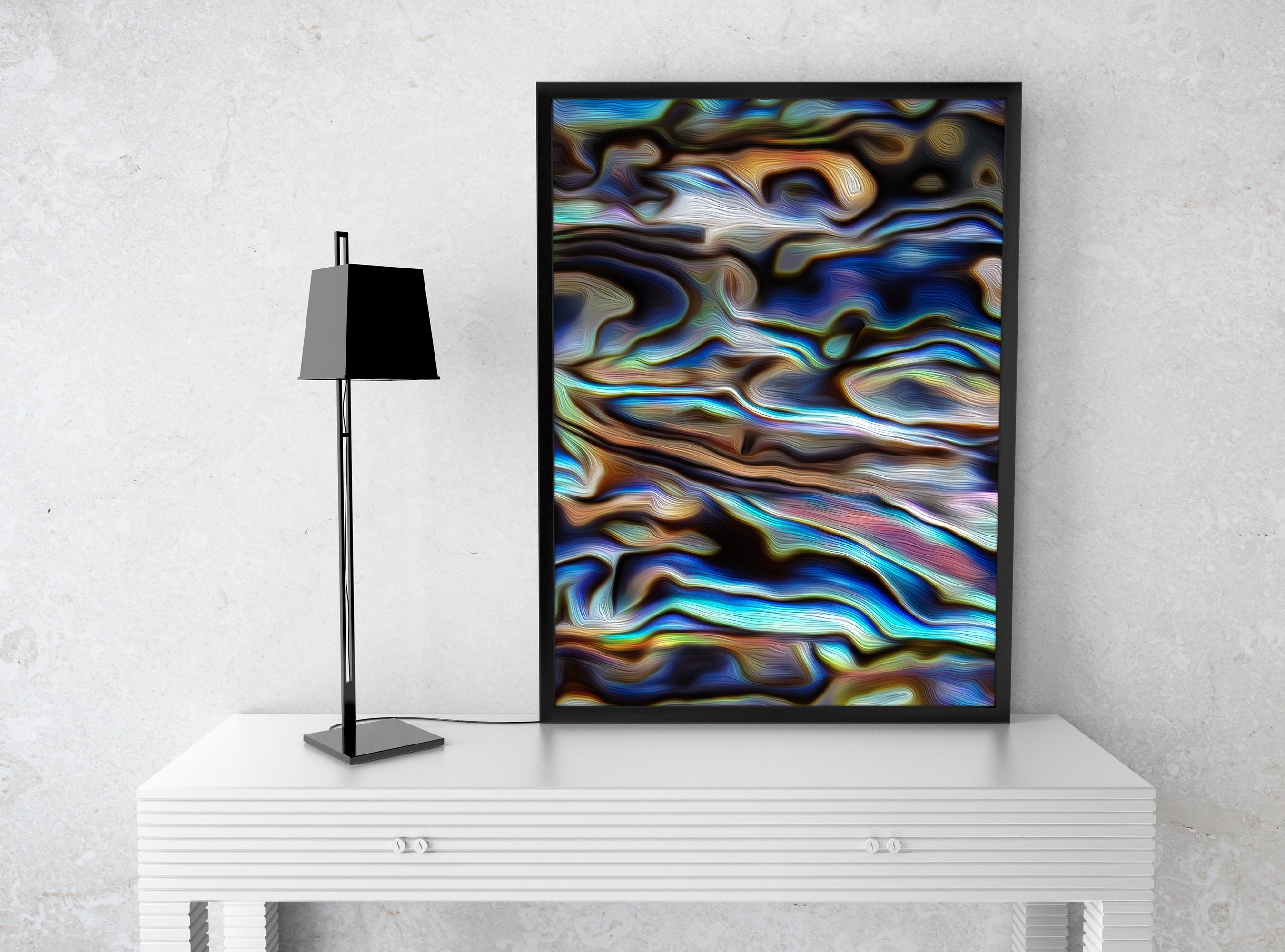 Blue Paua Theme 1 : Abstract Digital Art Inspired by Mother-of-pearl ...