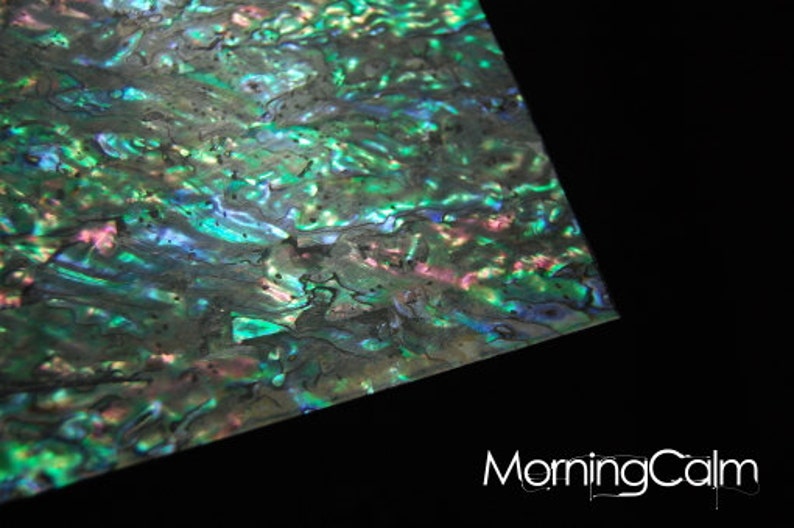 White Paua Enhanced Adhesive Veneer Sheet (9.4" X 5.5" X 0.006" Inches ...