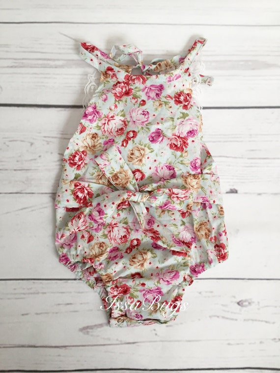 Floral baby romper-baby romper-baby bubble | Etsy