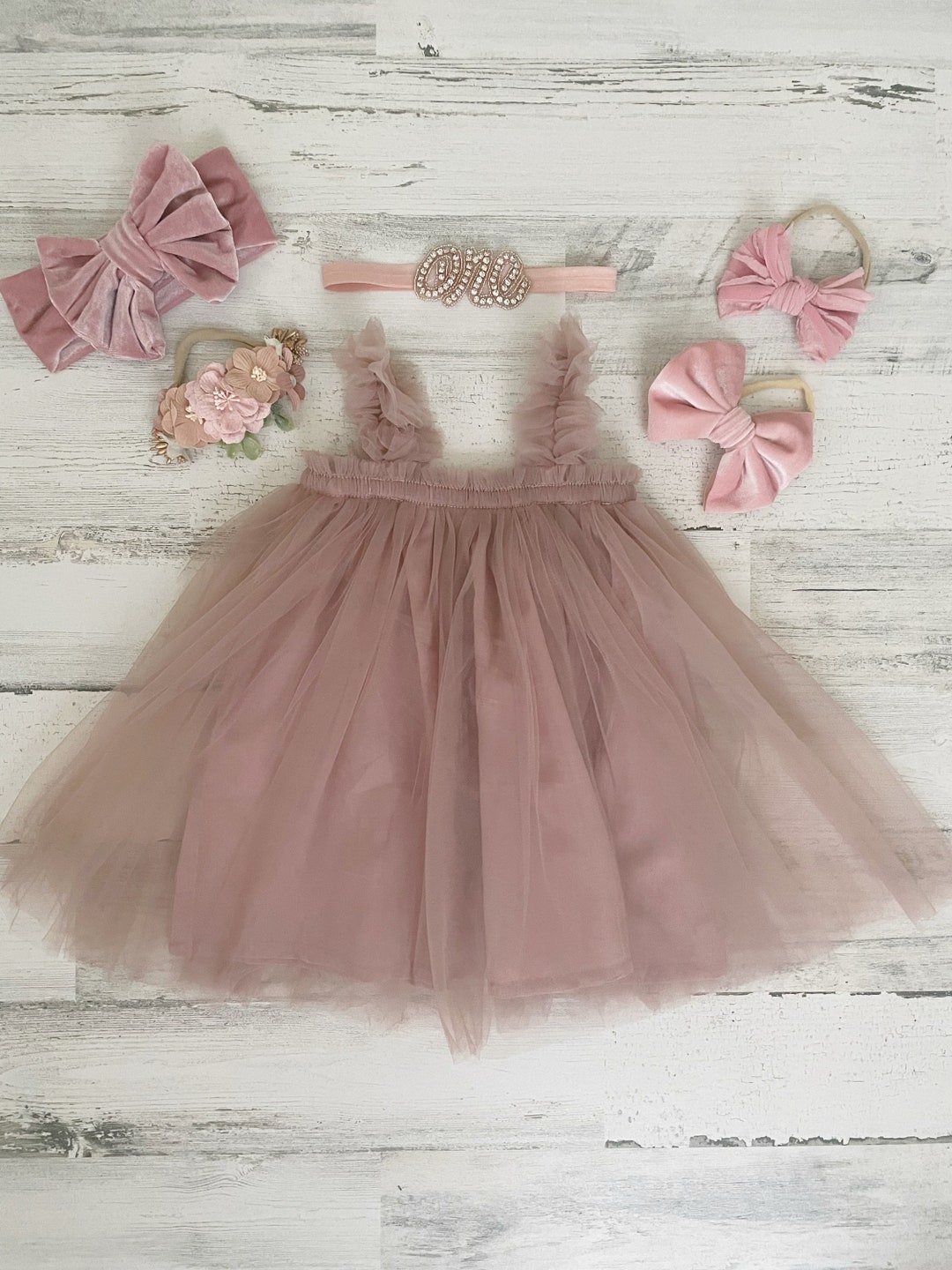 Baby Girl Tutu Outfit-dusty Rose Tutu Dress-boho Cake Smash Outfit-baby ...