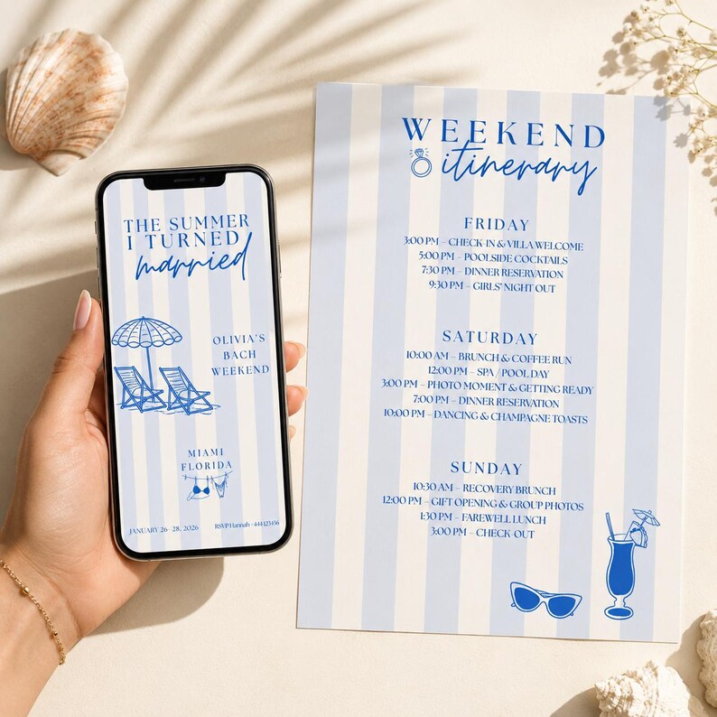 The Summer I Turned Married Invitation & Itinerary Template | Coastal ...