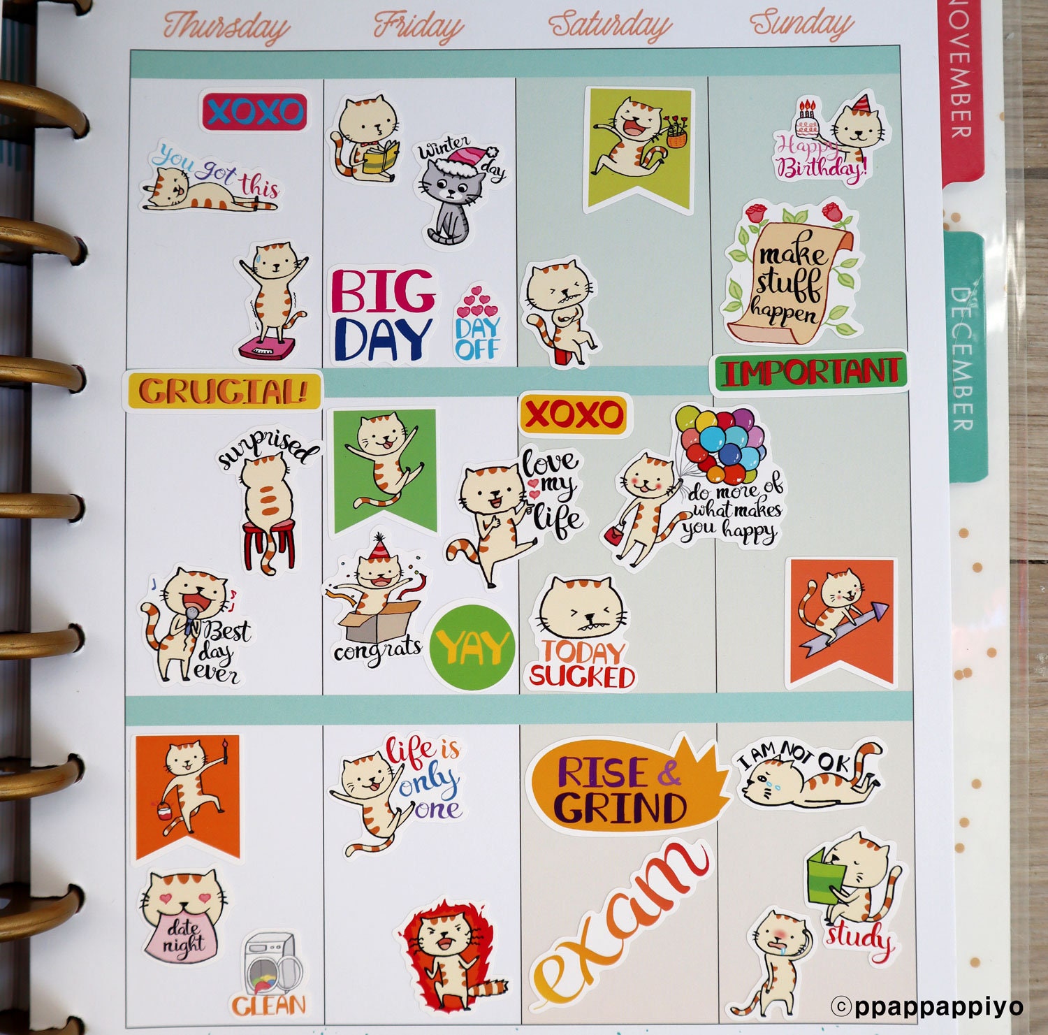 Daily Planner Sticker ppappappiyo 6 Sheets Size 4.8 X 7.5 | Etsy