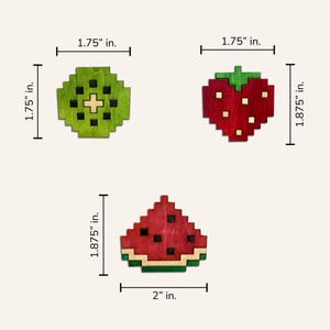 Pixel Art Fruit Wood Magnet Set | Laser Cut & Hand Painted | Retro Gift ...