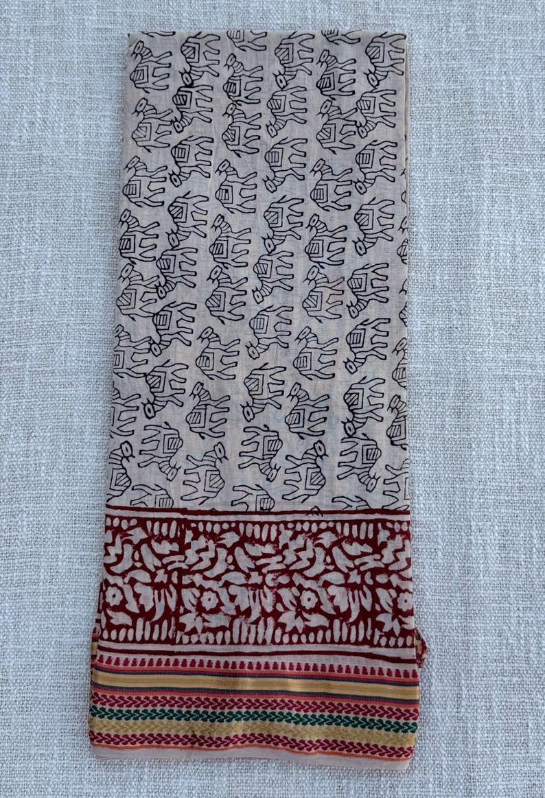 Cotton Sarong, Hand Block Print Beach Wrap, Beige Maroon Floral Border ...