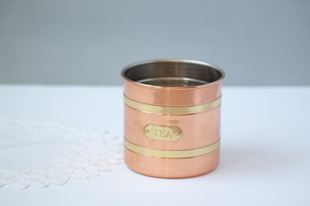 Vintage Copper Tea Canister W/o Lid | Vintage Kitchen Storage Rustic ...