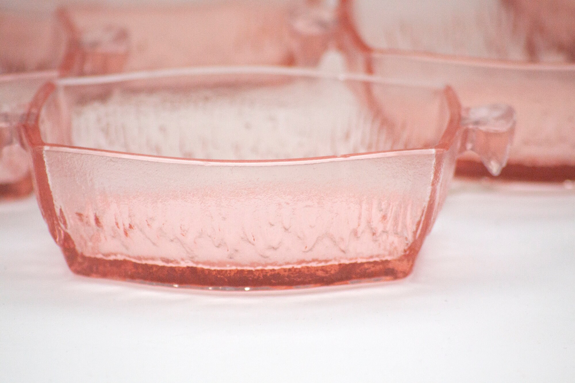 Vintage Pink Glass Dessert Dish Rectangle With Tabbed Handles | Etsy