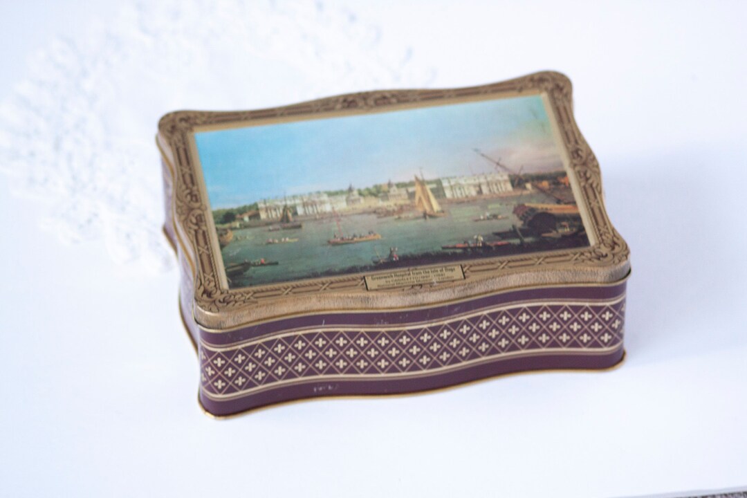 Vintage Biscuit or Chocolate Tin Featuring Print of Greenwich Hospital ...