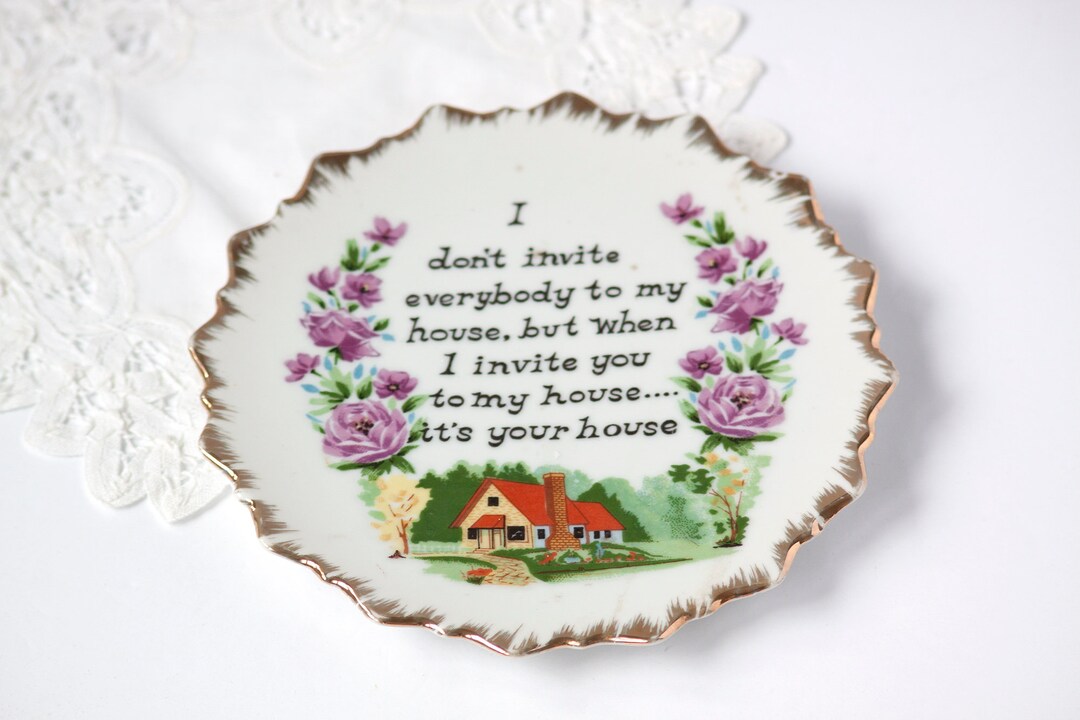 Decorative Plate With Poem, Gold Trimmed Mid Century Wall Plate - "when ...