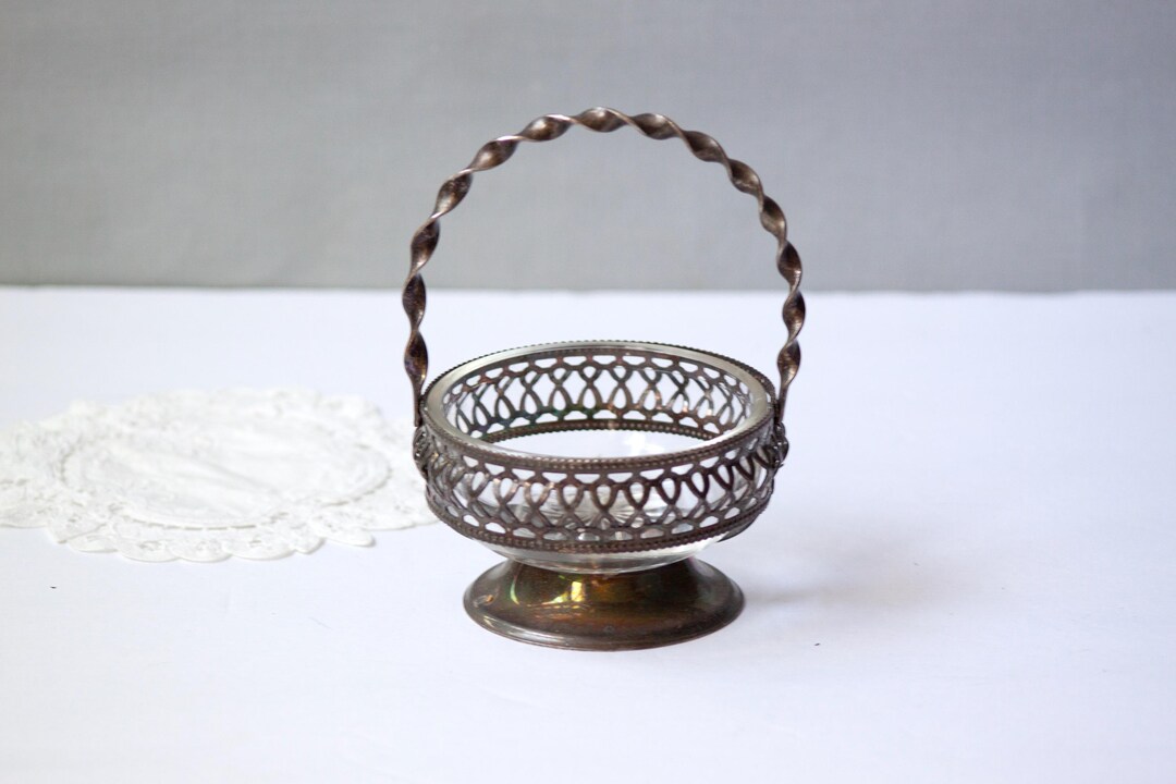 Vintage Glass & Silverplate Jam or Condiment Server Compote Twisted ...