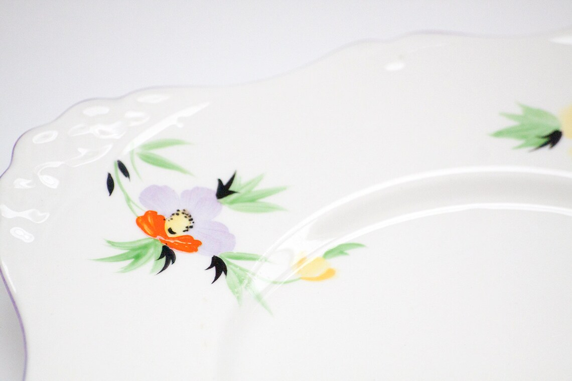 Square Plate, Tuscan Fine English Bone China, Creamy White With Purple ...