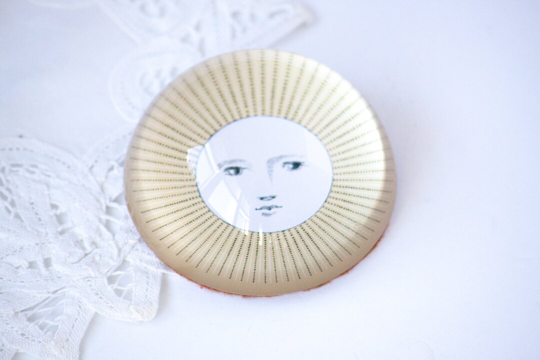 Clear Glass Dome Paperweight Sun Face - Etsy