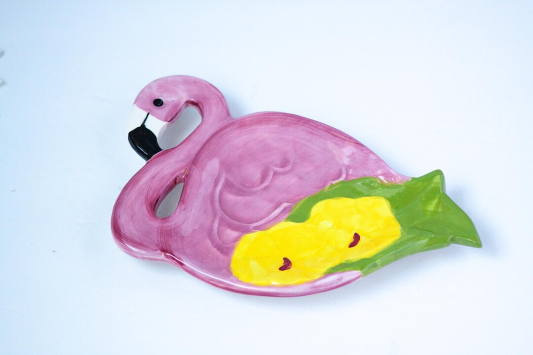 Flamingo Tray Featuring Flowers Boston Warehouse Trading Co - Etsy