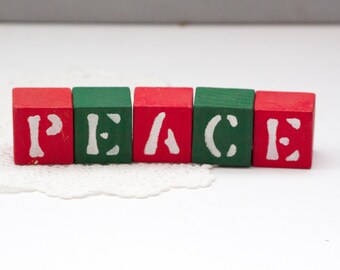 Green Merry Christmas Woodenblock Shelf Sitter Stack Holiday - Etsy