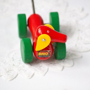 Vintage Wood Dog With Wheels Brio - Etsy
