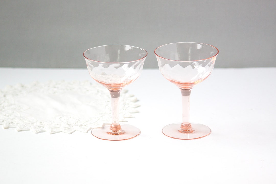Blush Pink Glass Champagne Glass Swirl- Set of 2 - Etsy