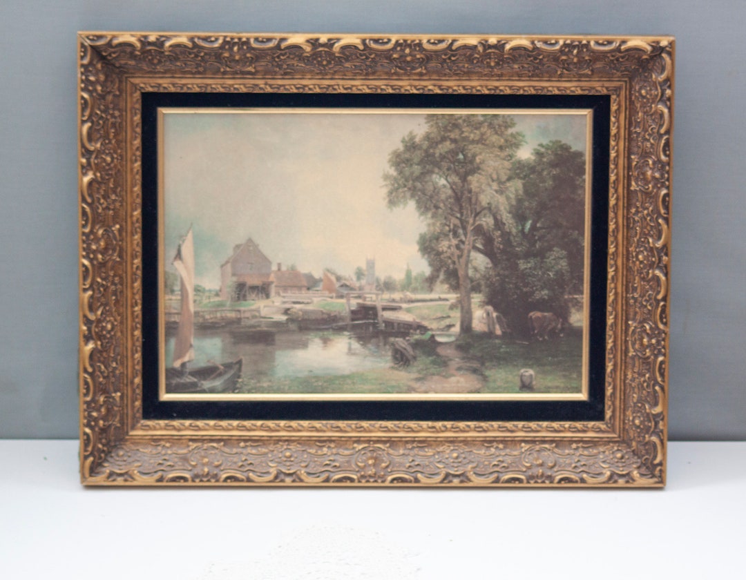 Vintage Framed Art Print Dedham Mill in Ornate Frame 17 X 22 D by ...