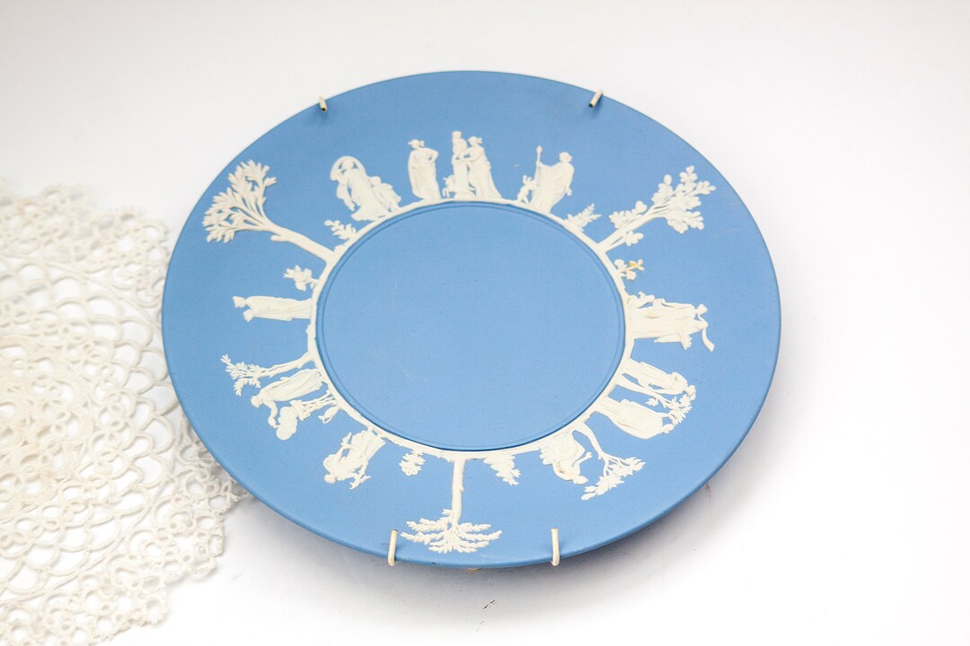 Vintage Wedgewood Plate Blue Jasperware Sacrifice Pattern English ...