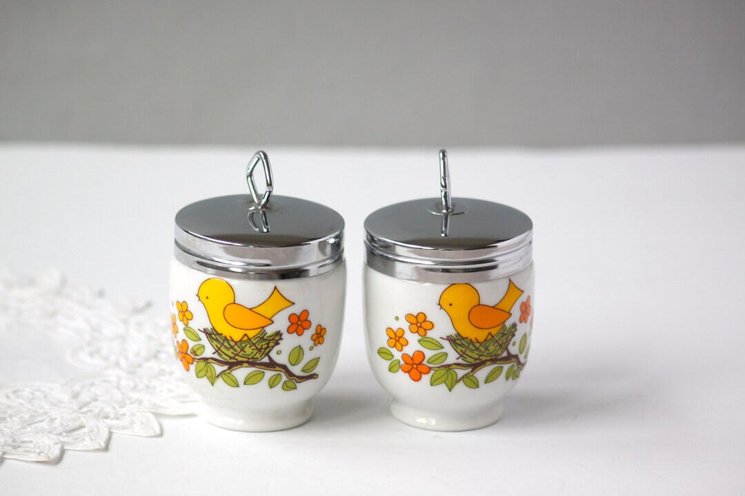 Vintage Lorrie Design Yellow Bird Egg Coddlers Japan | Pair or Set - Etsy